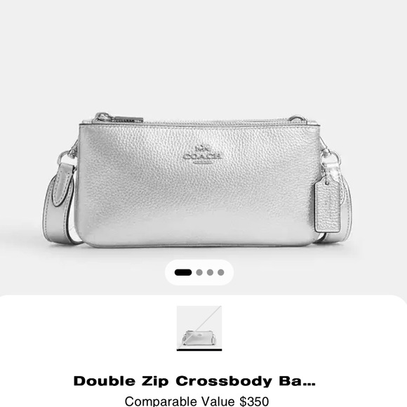 Coach | Bags | Coach Double Zip Silver Crossbody Nwot | Poshmark